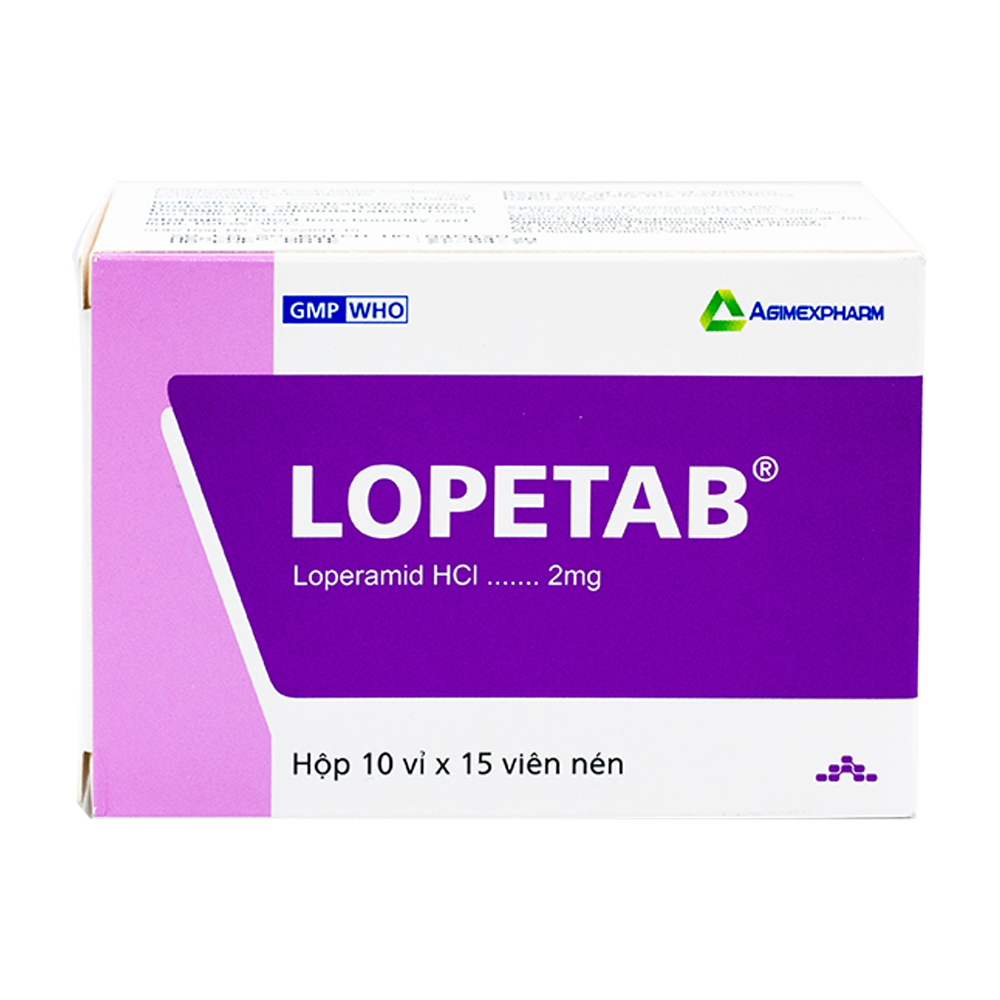 Lopetab Loperamid 2mg Agimexpharm (h/150v) (nén)