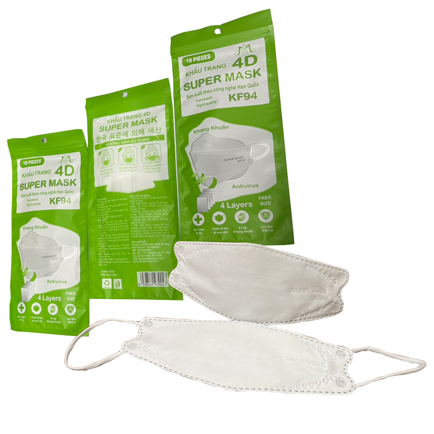 Khẩu Trang 4d Super Mask Kf94 Trắng Mai Sơn (g/10c)