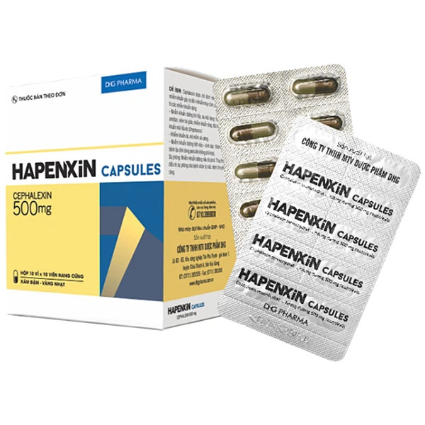 Hapenxin Cephalexin 500mg Capsules Vàng Xanh Dhg (h/100v)