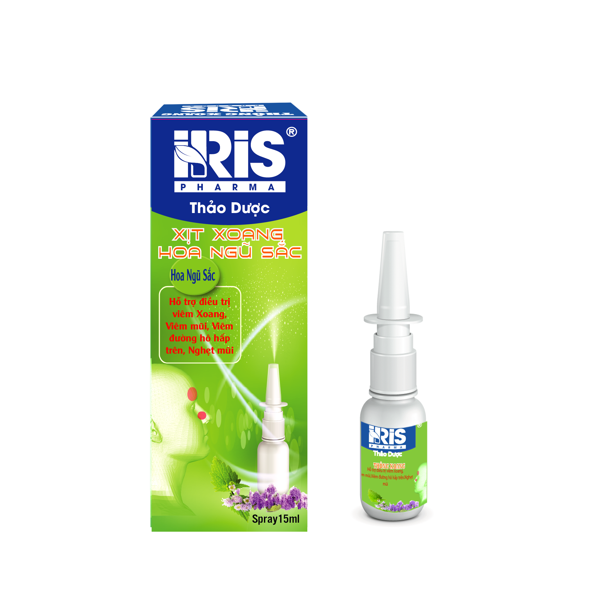 Combo 10 Xịt Mũi Thông Xoang Tinh Dầu Hoa Ngũ Sắc Iris Pharma (c/15ml)