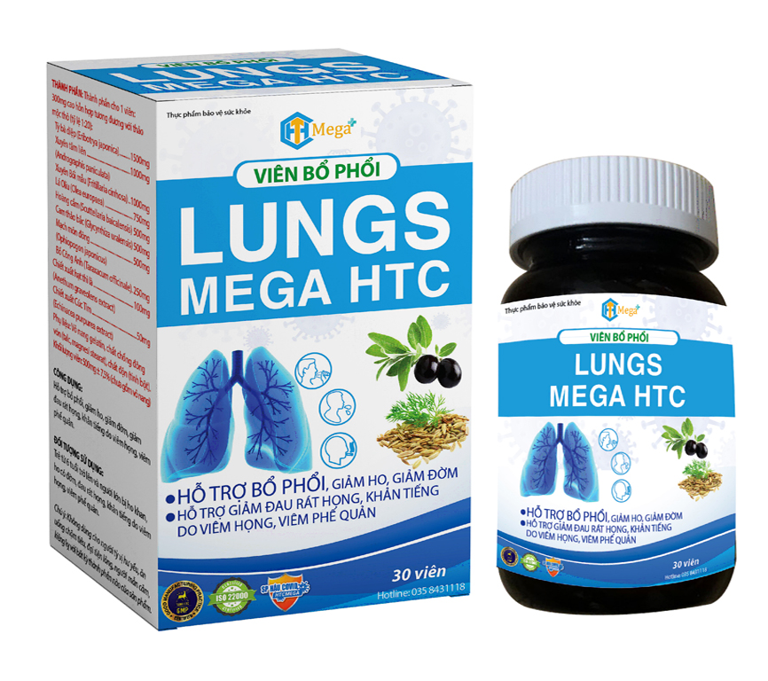 Viên uống ho Lungs Mega HTC (Chai 30 viên)