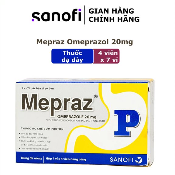 Mepraz Omeprazol 20mg Sanofi (hộp/28 Viên Nang)