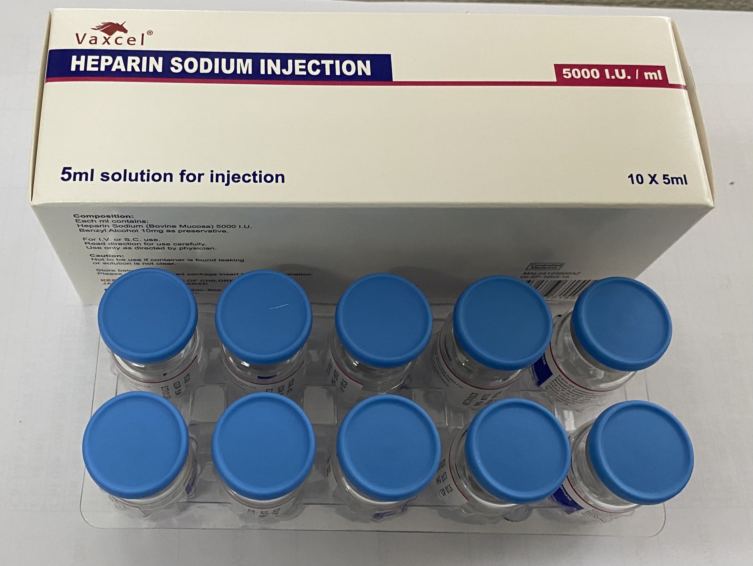 Vaxcel Heparin Sodium Injection 5000iu/ml Kotra Pharma (h/10c/5ml)
