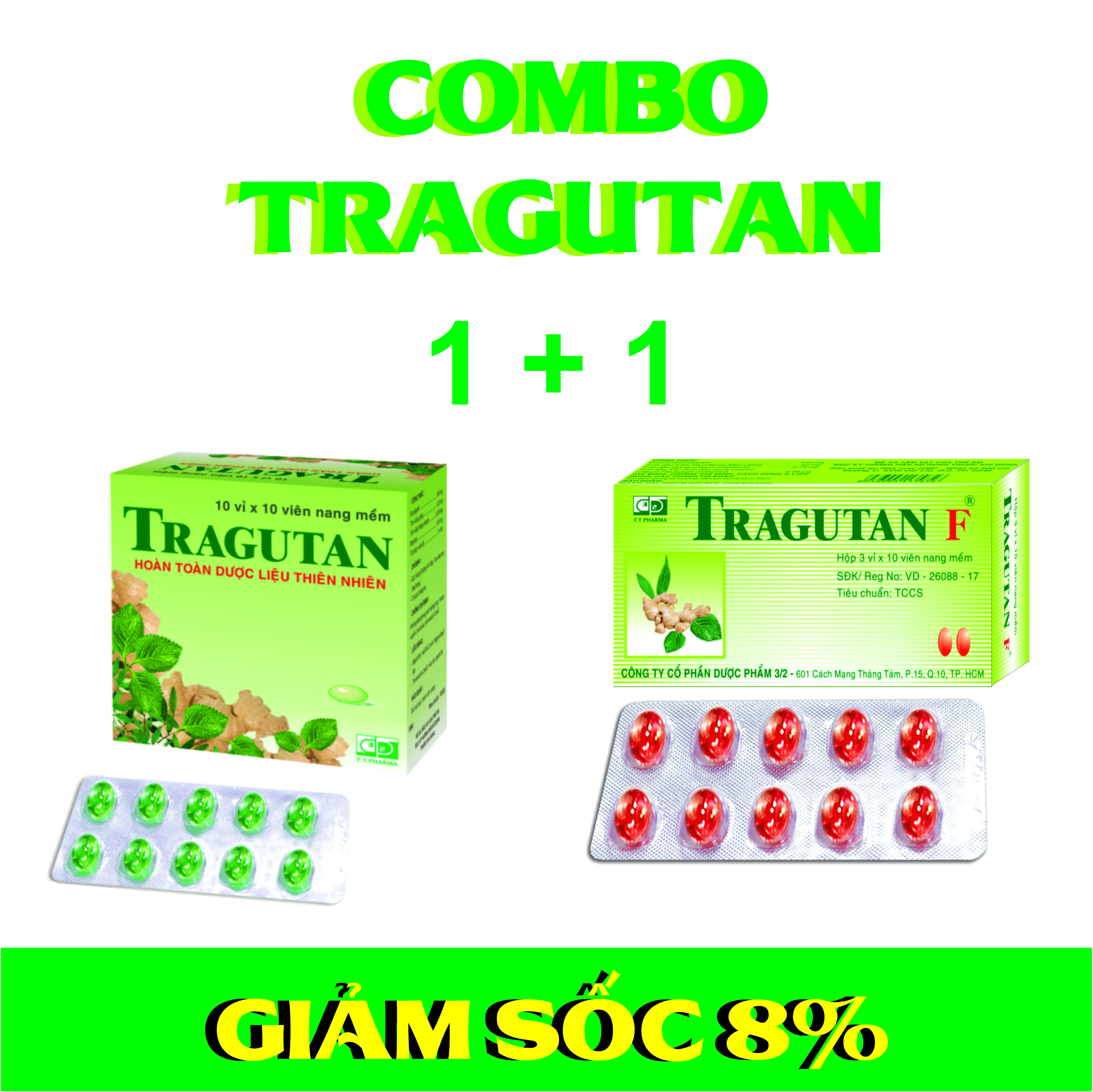 Combo Ho Tragutan - 1 Hộp Tragutan Dp 3/2 (h/100v) (xanh) Và 1 Hộp ...
