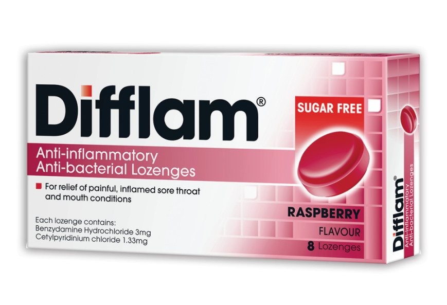 Ngậm Giảm Viêm Họng Difflam Sugar Free Rasberry Unique (h/8v)