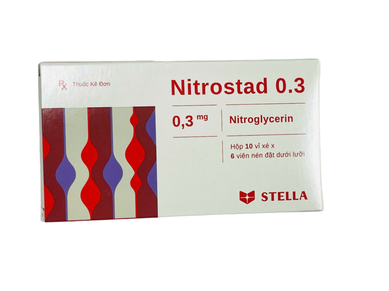 Thuốc điều trị đau thắt ngực Nitrostad 0.3 (Hộp 60 viên)