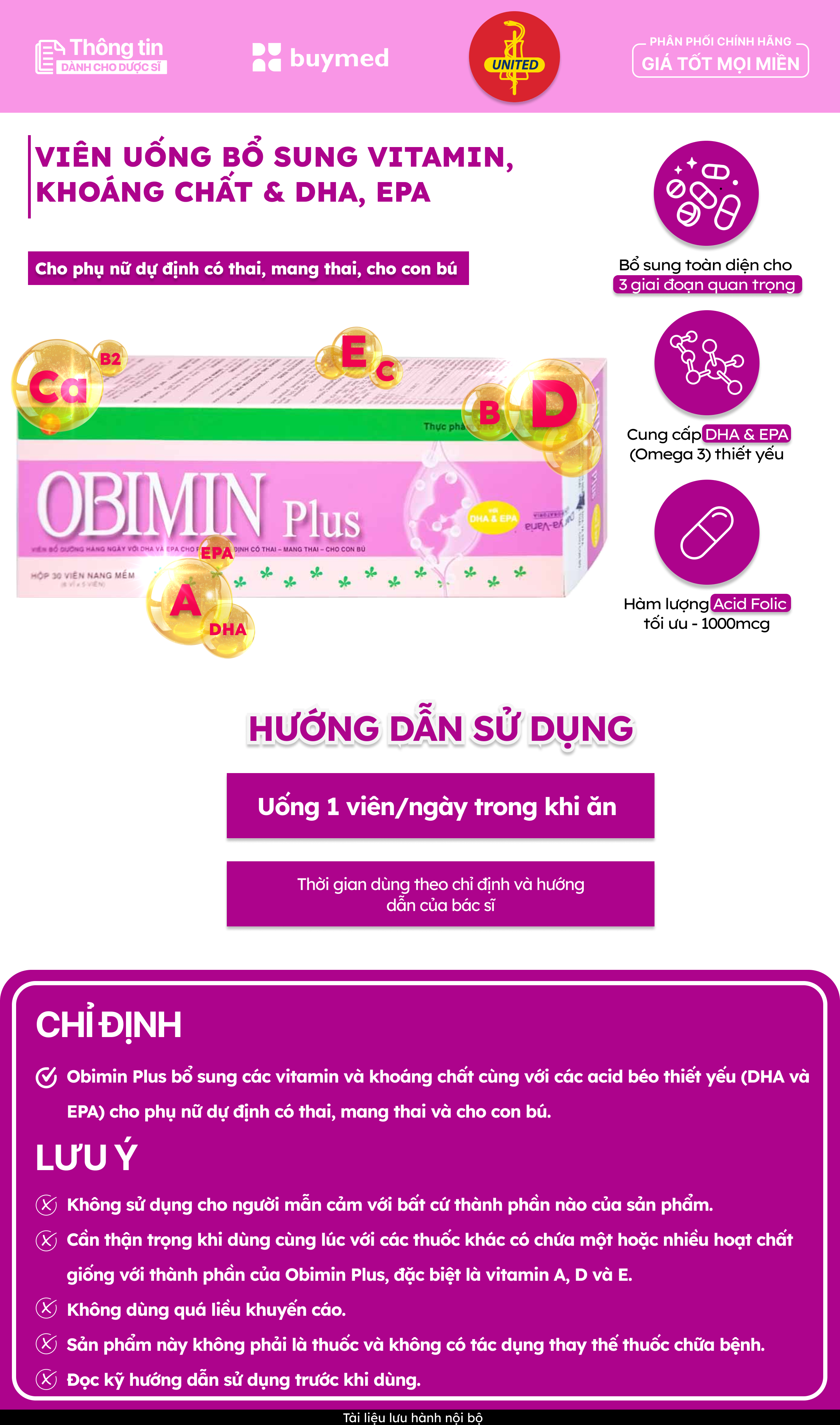 Viên uống vitamin bà bầu Obimin Plus (Hộp 30 viên)