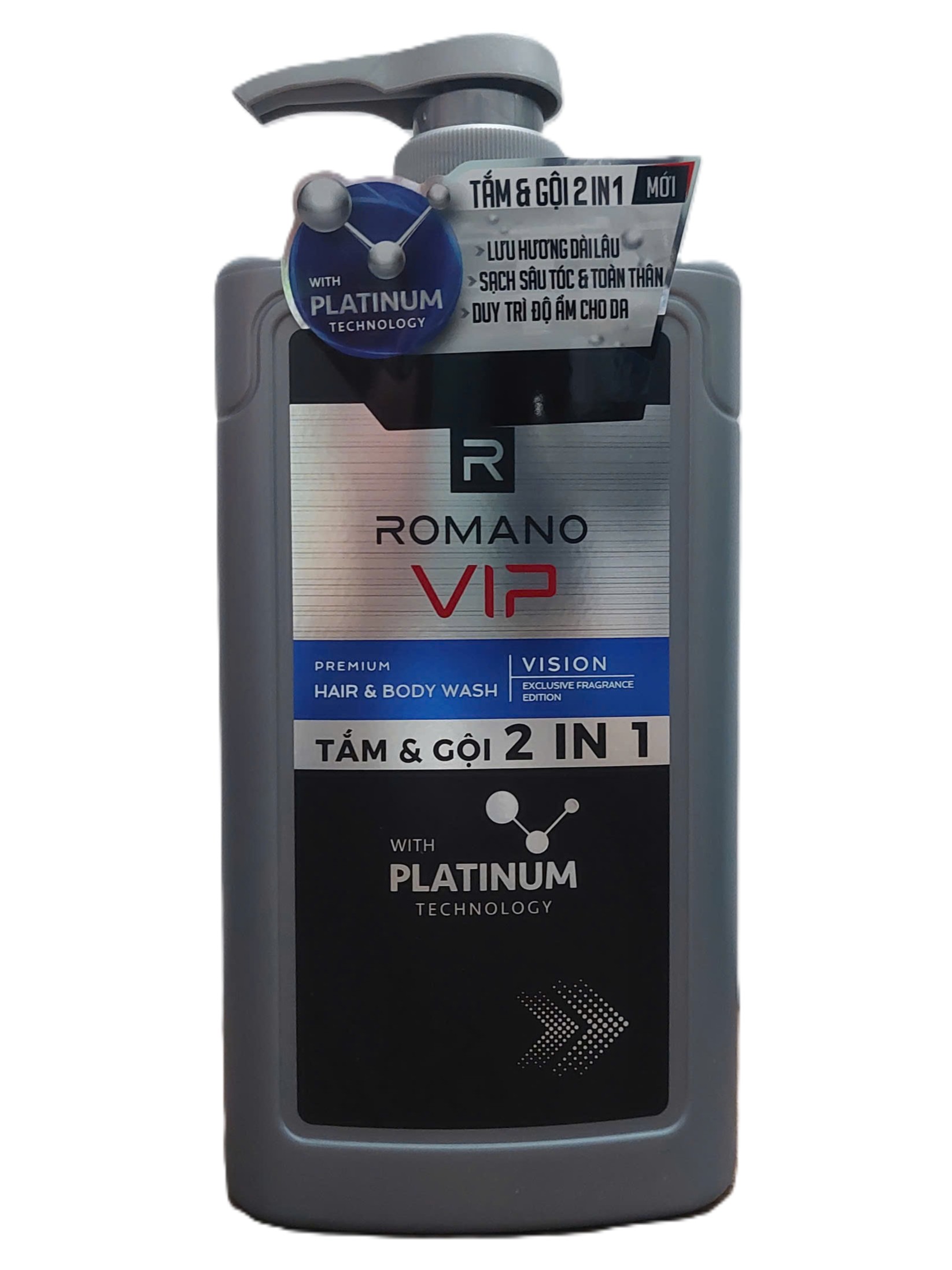 Tắm gội 2in1 Romano VIP Vision (Chai 650 gram)