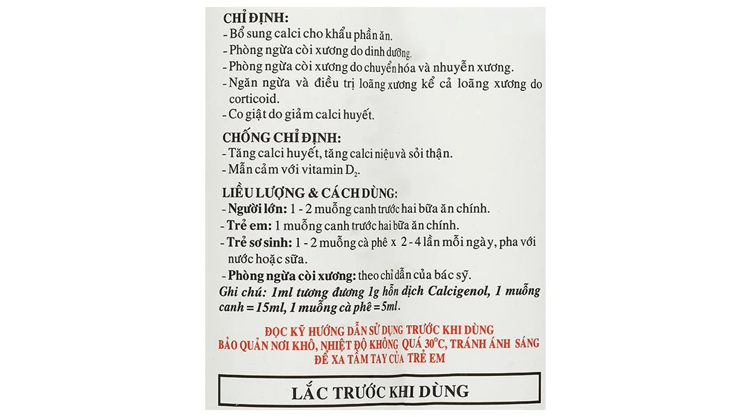 Hỗn dịch uống ngừa loãng xương Calcigenol (Chai 360 gram)